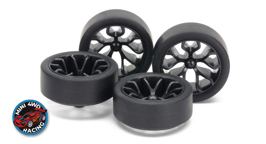 Tamiya Mini 4WD Super Hard Low Profile Tires / Carbon Wheels