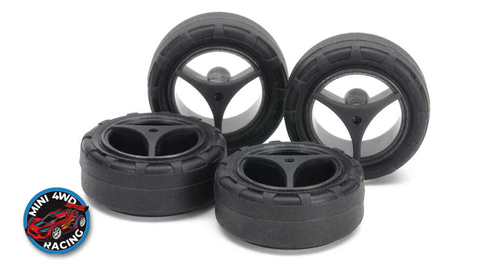 Tamiya Mini 4WD Super Hard Small Diameter Narrow Tires / Carbon Wheels